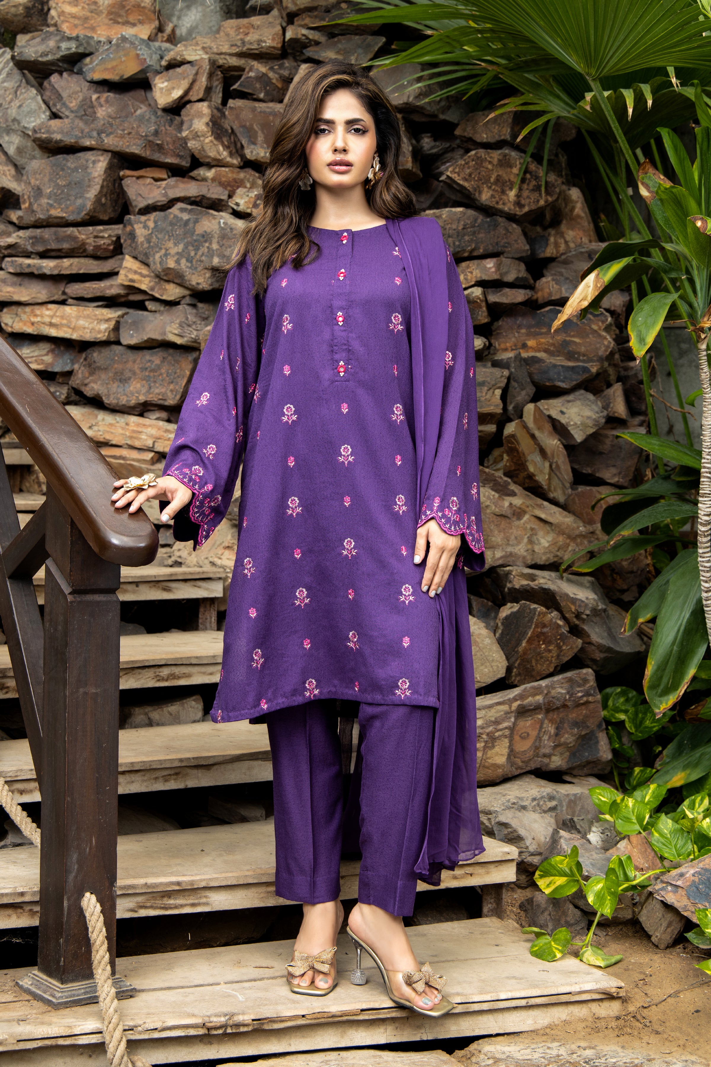 PRET EMBROIDERED & SHEESHA WORK KARANDI LAWN 3 PCS – The Fabric Store ...