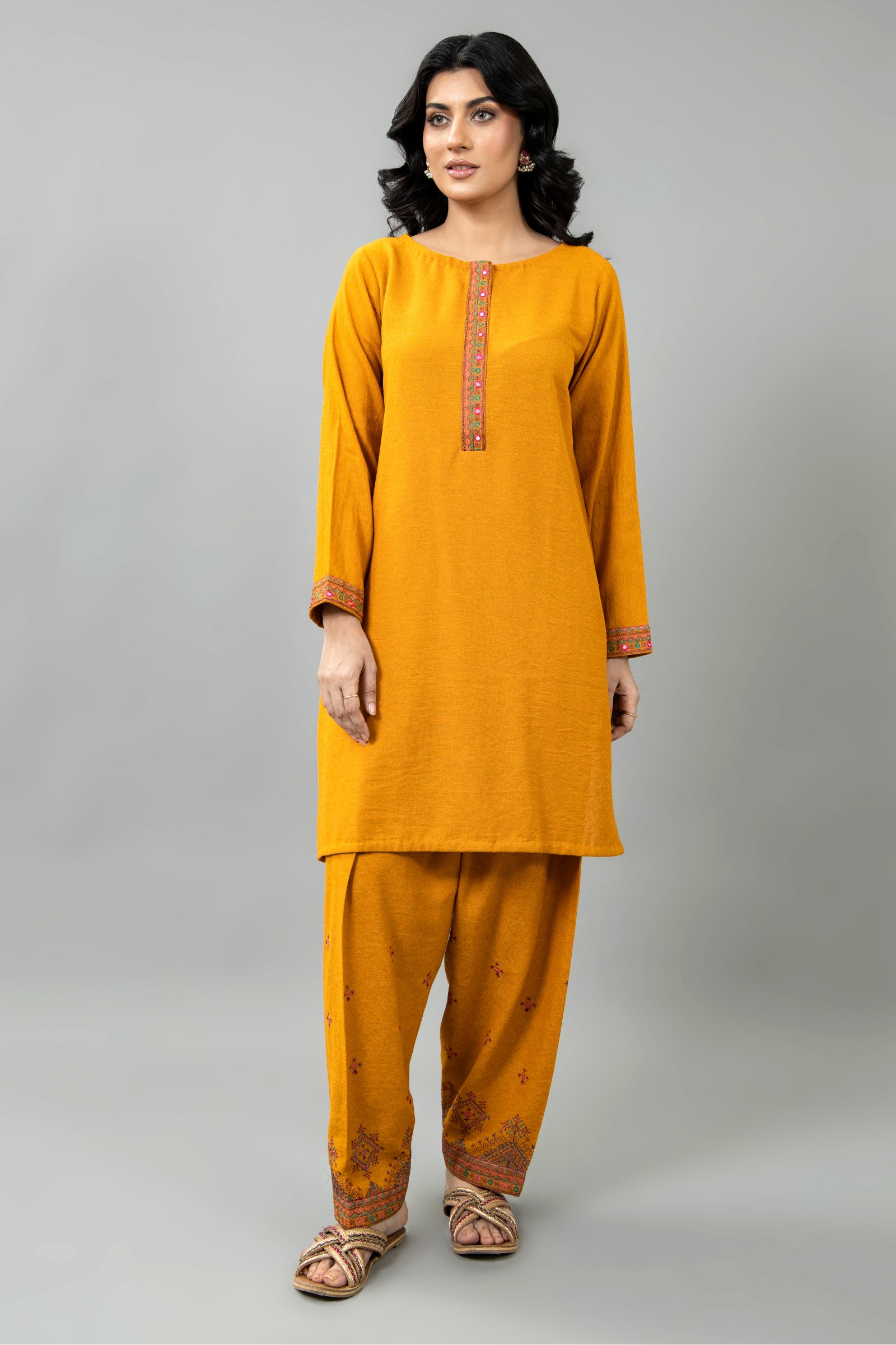 PRET EMBROIDERED & EMBELISHED COTTON KARANDI 2 PCS – The Fabric Store ...