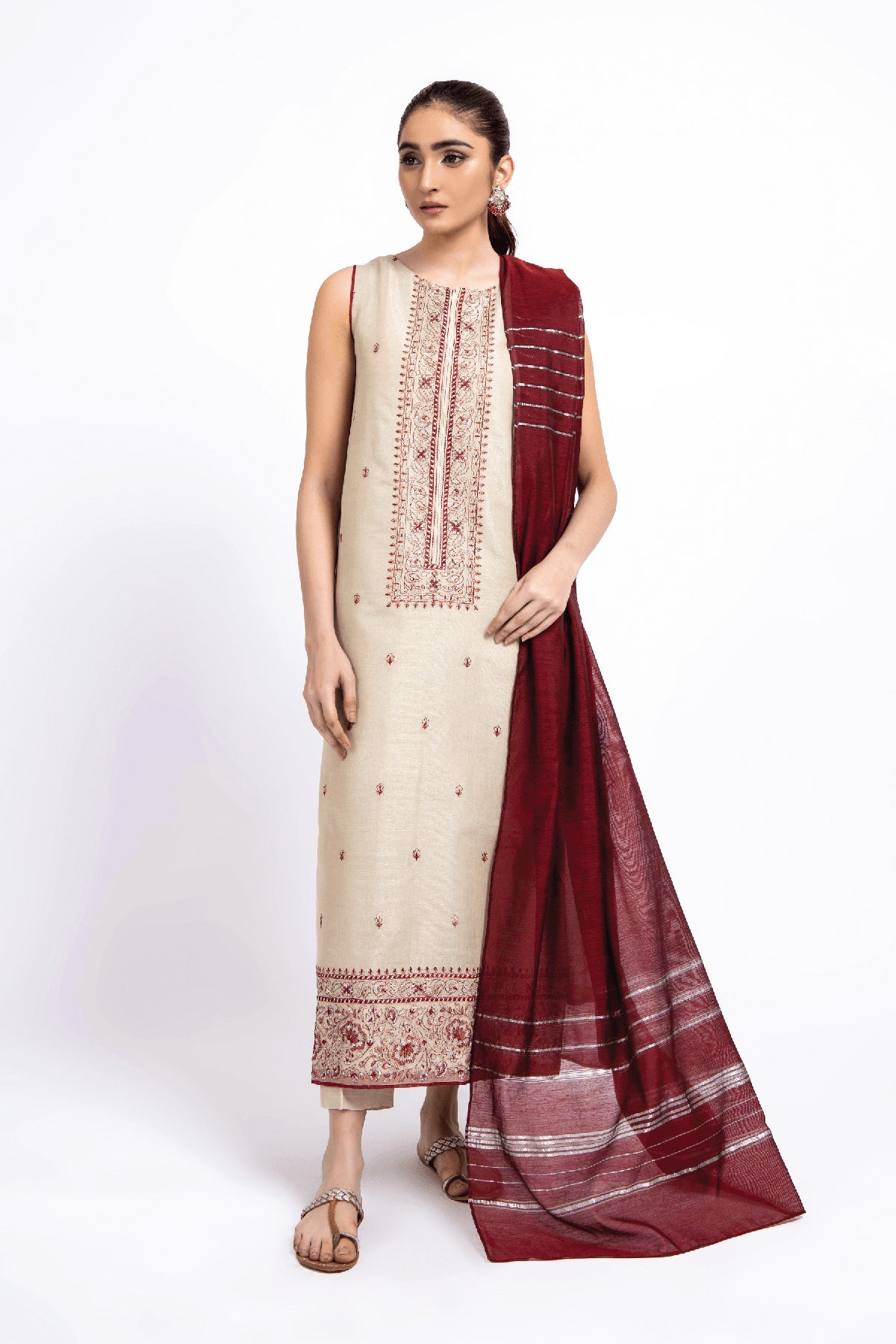 EMBROIDERED & EMBELISHED COTTON MASOORI 2 PCS (UNSTITCHED) – The Fabric ...