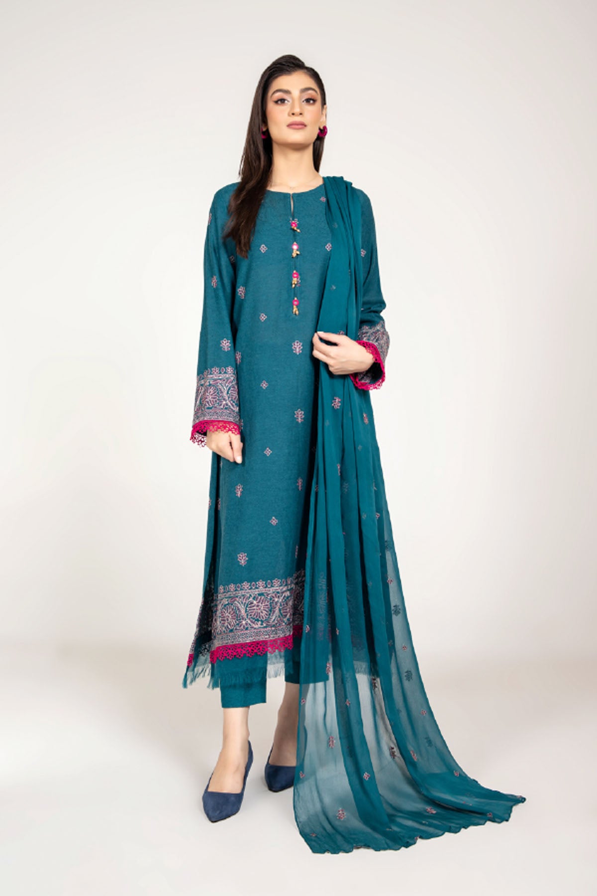 EMBROIDERED COTTON KARANDI 3 PCS (UNSTITCHED) – The Fabric Store Pakistan