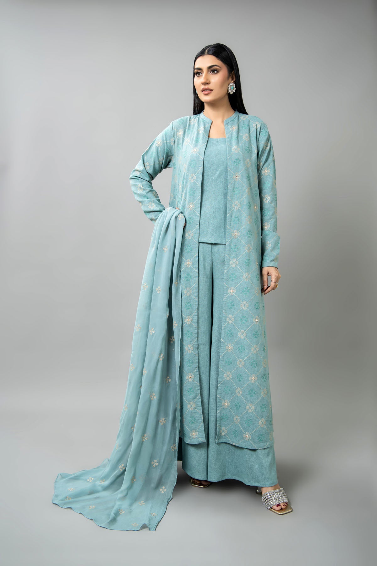 EMBROIDERED & SHEESHA WORK COTTON KARANDI 3 PCS (UNSTITCHED) – The ...