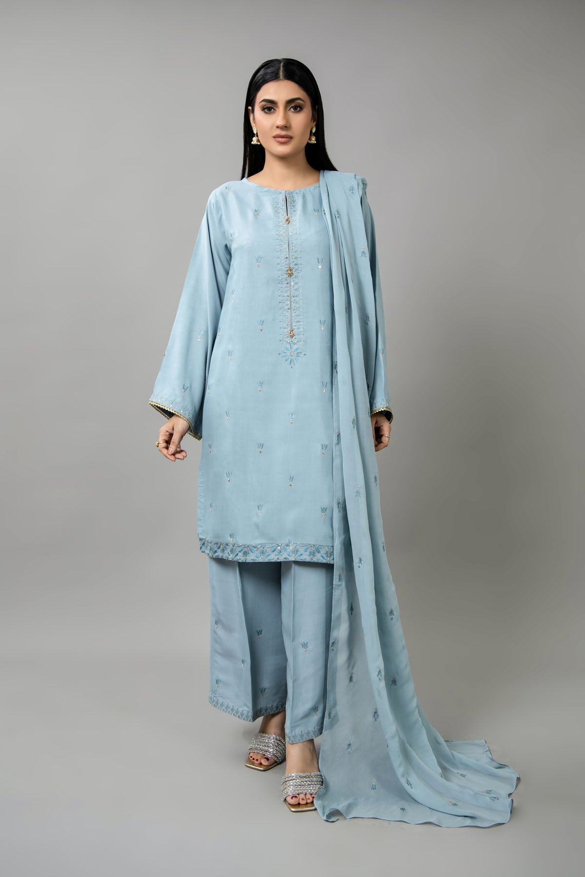 PRET EMBROIDERED & EMBELISHED RAW SILK 3 PCS – The Fabric Store Pakistan